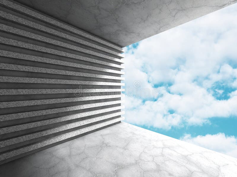 Concrete Abstract Architecture on Cloudy Sky Background Stock ...