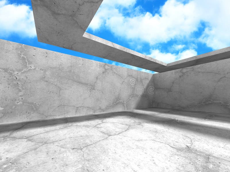 Concrete Abstract Architecture on Cloudy Sky Background Stock ...