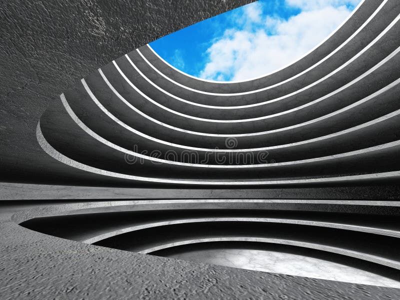 Concrete Abstract Architecture on Cloudy Sky Background Stock ...
