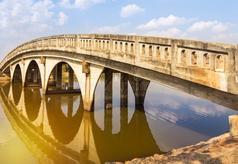 Concrete Arch Bridge Cross the Canal Stock Photo - Image of empty ...
