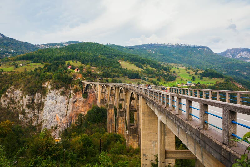 Concrete Arch Bridge Durdevitsa-Tara Across the Tara Deep River Canyon ...