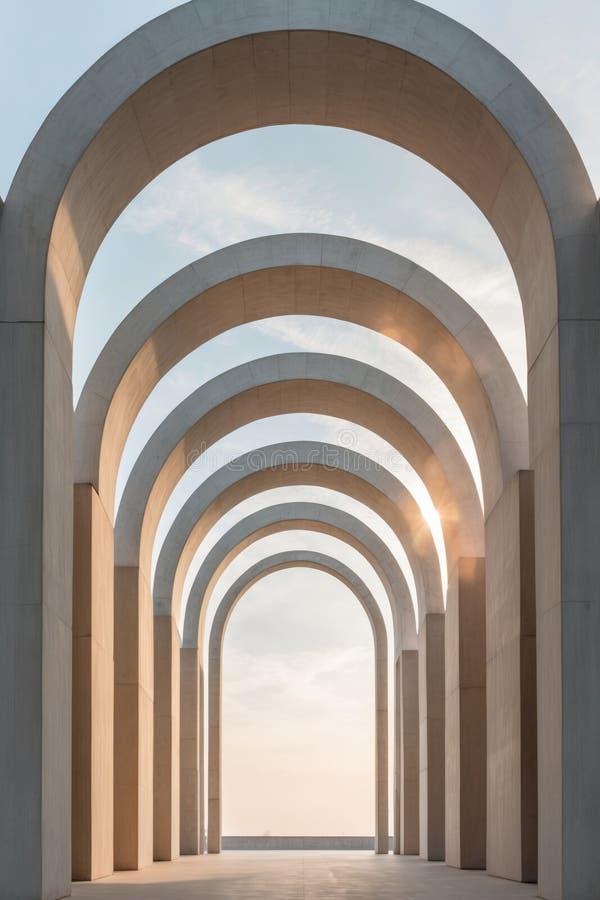 Concrete Arched Structure with Light Streaming through. Stock Photo ...