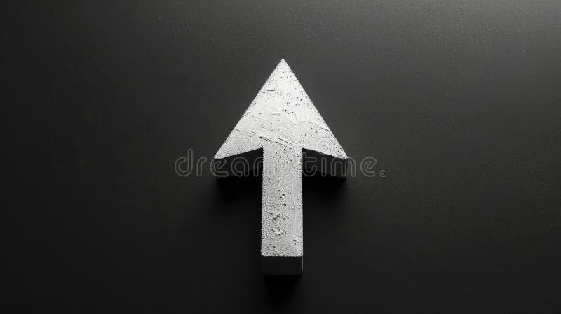 Concrete Arrow Pointing Upward on a Dark Surface. Stock Photo - Image ...