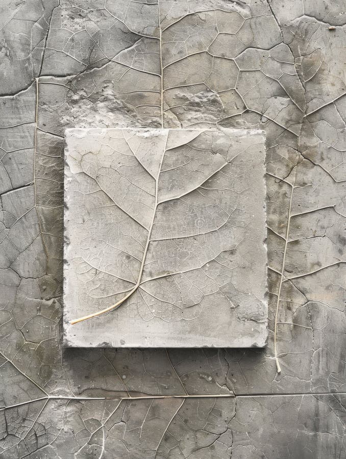 Concrete Background with Imprinted Leaf Patterns Stock Image - Image of ...