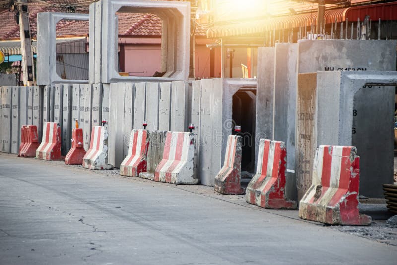 Concrete Barriers Divide Construction Areas on the Road Stock Photo ...