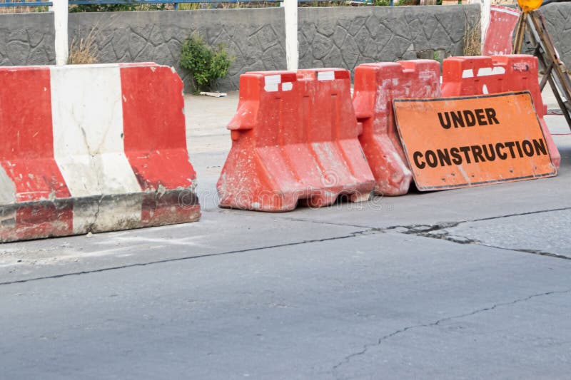 Concrete Barriers Divide Construction Areas on the Road Stock Image ...