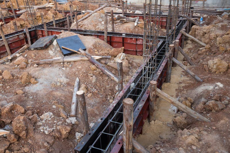 Concrete Beam Mold for House Construction Stock Image - Image of post ...