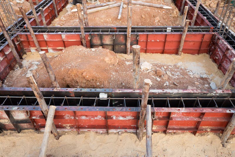 Concrete Beam Mold for House Construction Stock Image - Image of post ...