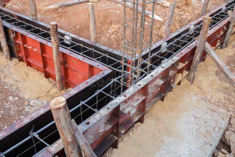 Concrete Beam Mold for House Construction Stock Photo - Image of pipe ...