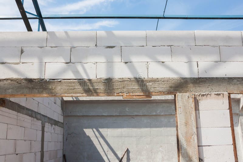 Concrete Beam Wall of Brick Wall for Construction. Stock Photo - Image ...