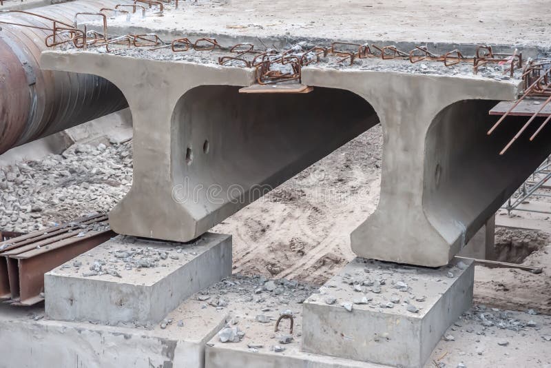 Concrete Beams on the Construction Stock Photo - Image of frame ...