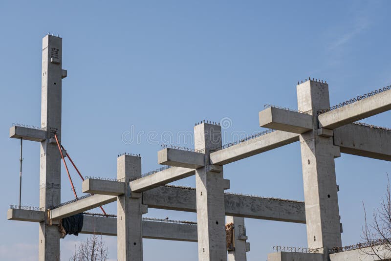 Concrete Beams on Construction Site Stock Photo - Image of estate ...