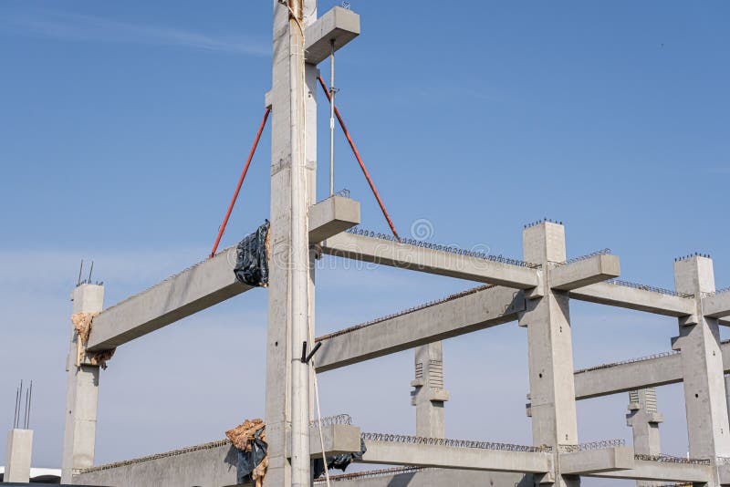 Concrete Beams on Construction Site Stock Photo - Image of column ...