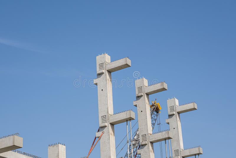 Concrete Beams on Construction Site Stock Image - Image of cement ...