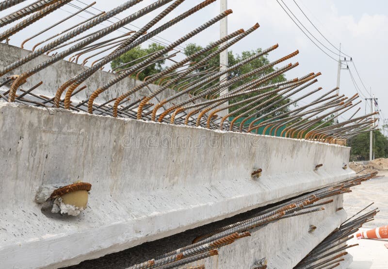 Concrete Beams for Road Construction Stock Image - Image of erect ...