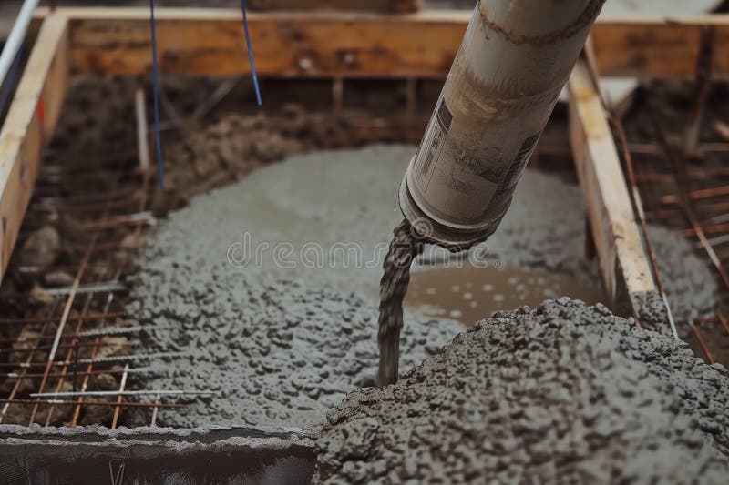Concrete Being Poured into Formwork through a Pipe Stock Photo - Image ...