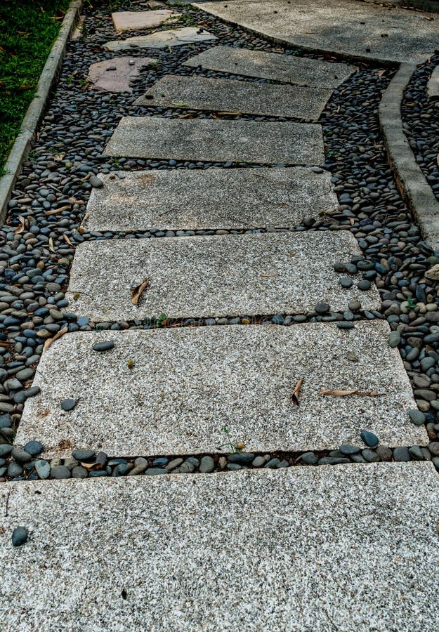 Concrete Block Pathway in Park Stock Photo - Image of wood, green: 91146792