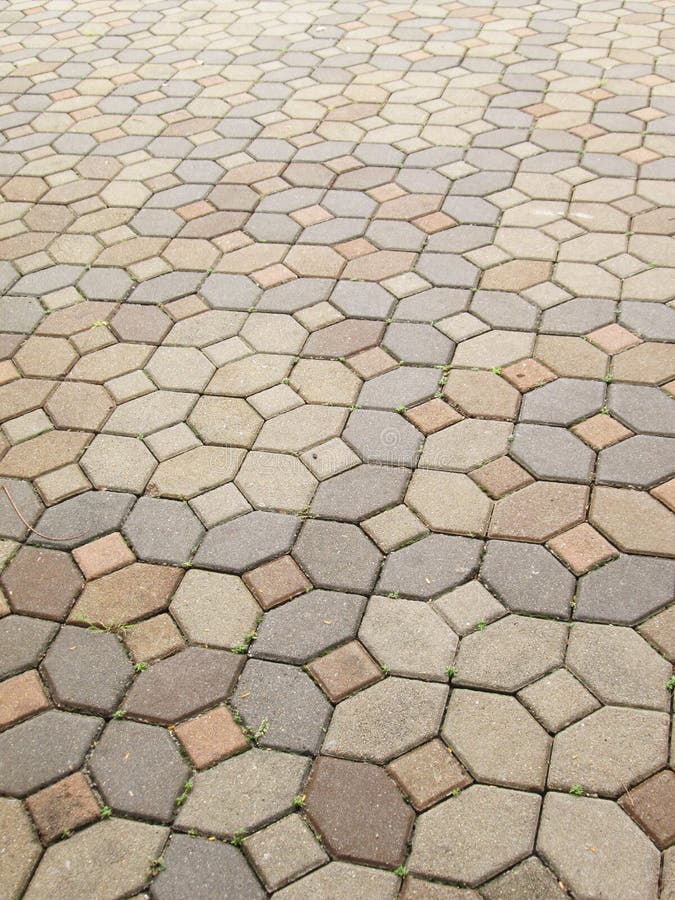 Block Pavement Footpath And Fence Rope Barrier Stock Photo - Image of ...