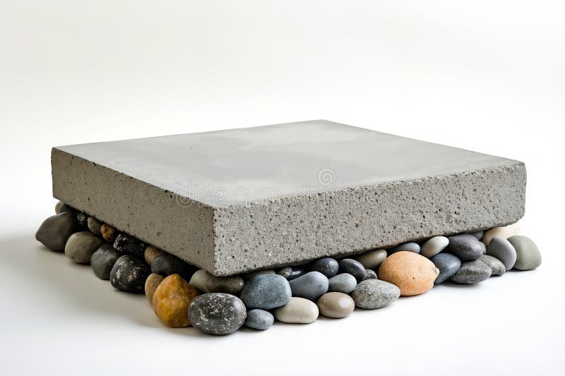 A Concrete Block Sitting on Top of a Pile of Rocks Stock Photo - Image ...