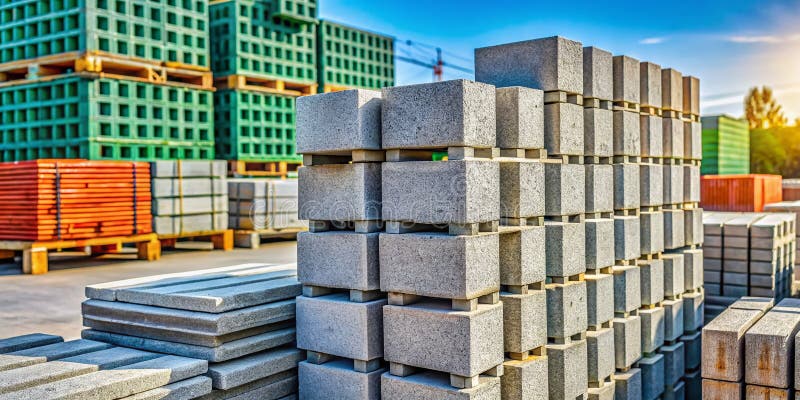Concrete Block Stacking on Construction Site a Sturdy Foundation for a ...