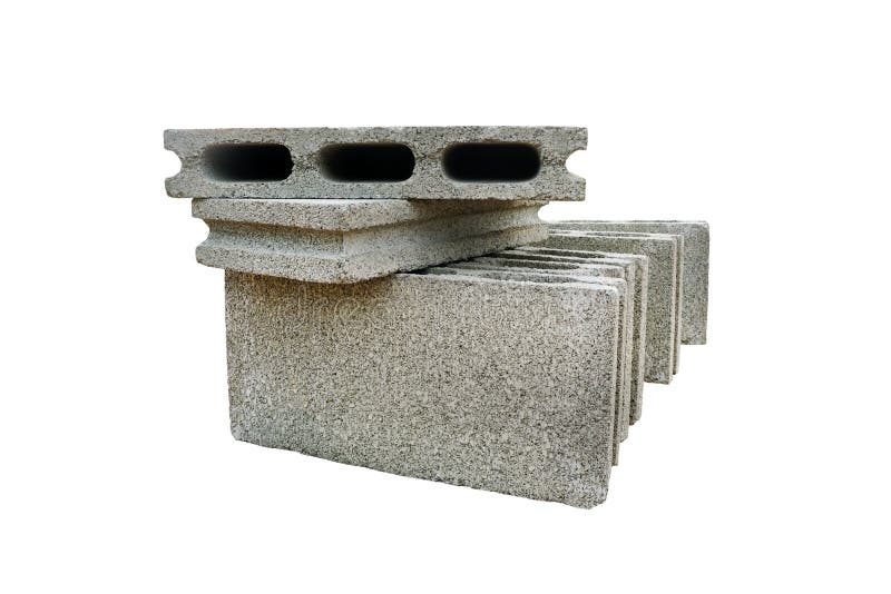 Isolated Stacked Three-hole Rectangular Concrete Blocks Cutout on White ...