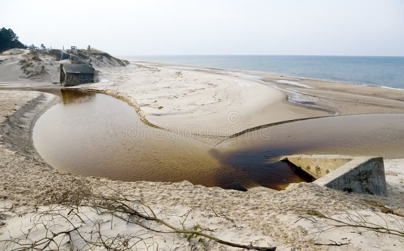 Concrete blocks on beach. stock image. Image of darlowo - 1899125