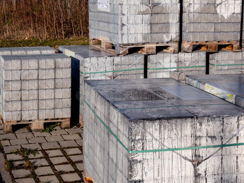 Concrete Blocks Building Material for Path Construction Stock Image ...