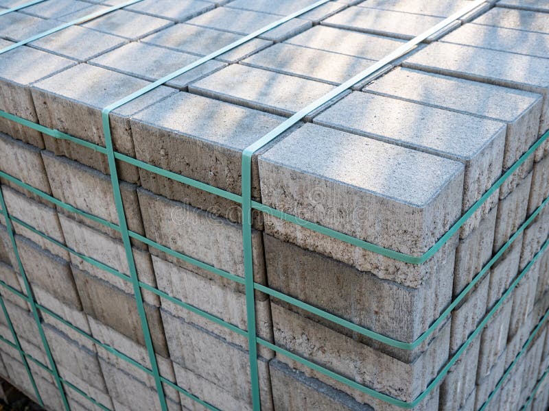 Concrete Blocks Building Material for Path Construction Stock Image ...