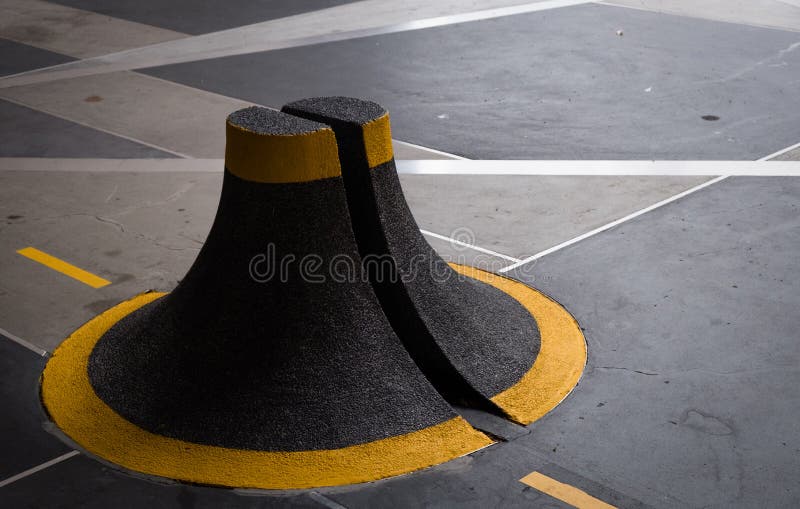 Concrete Blocks with Caution Pattern Road Fence Details Stock Photo ...