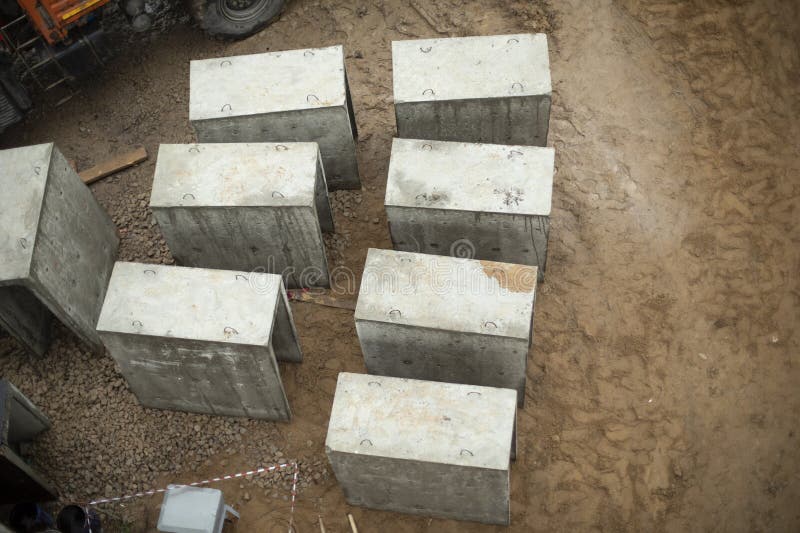 Concrete Blocks at Construction Site. Construction Site Stock Image ...