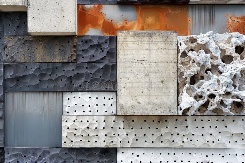 Concrete Blocks with Holes Creating a Textured Wall Surface, Experiment ...