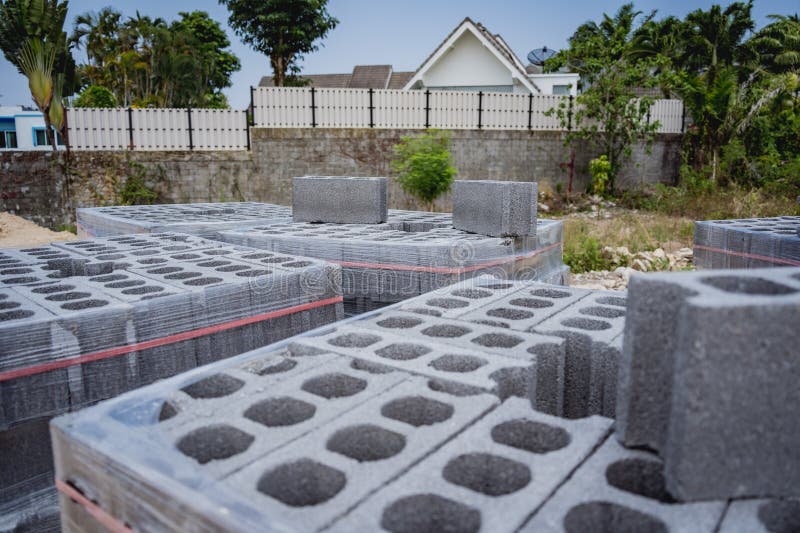 Concrete Blocks with Holes Stacked on Top of Each Other Stock Image ...