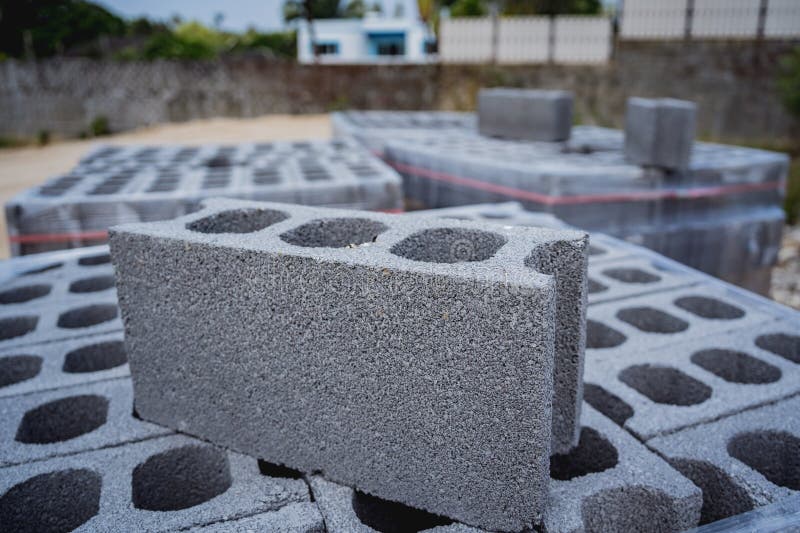 Concrete Blocks with Holes Stacked on Top of Each Other Stock Photo ...