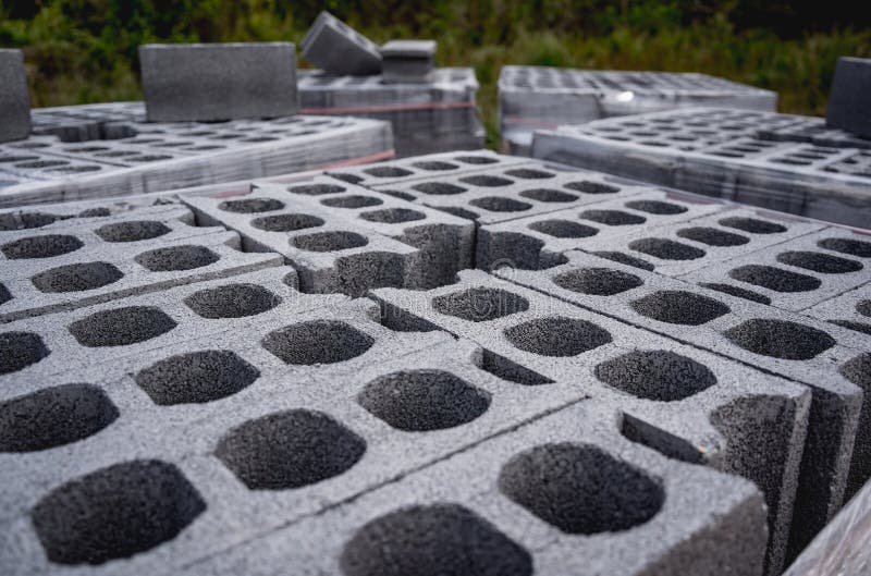 Concrete Blocks with Holes Stacked on Top of Each Other Stock Photo ...