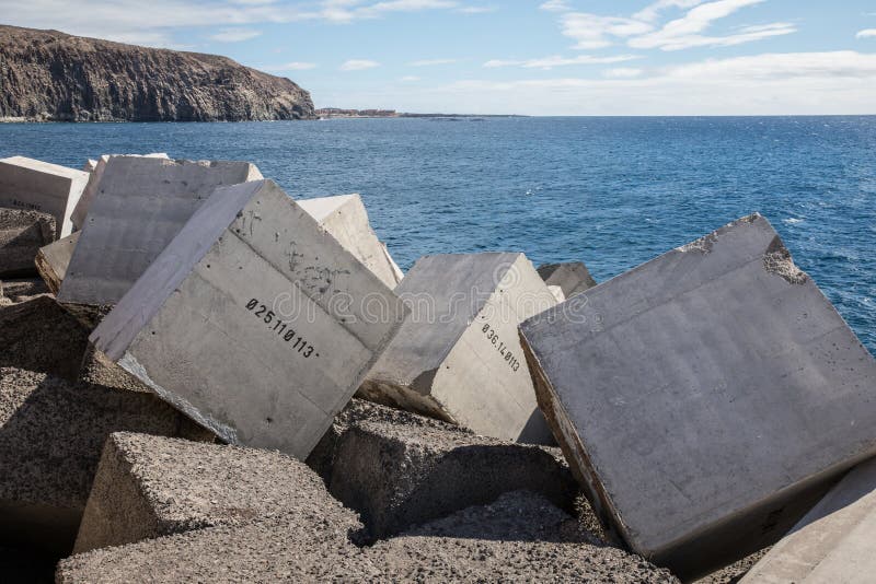 Concrete Blocks Numbered Jetty Los Cristiano Stock Photos - Free ...