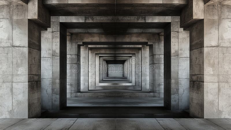 Concrete Blocks Receding into Linear Perspective. Stock Illustration ...