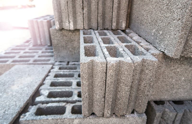 Concrete Blocks Stack Close Up Stock Image - Image of industrial ...