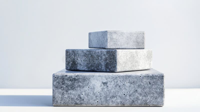 Concrete Blocks Stack Minimalist Display Three Grey Concrete Blocks ...