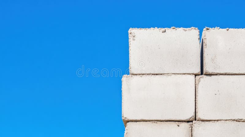Concrete Blocks Stacked Against Clear Blue Sky, Showcasing Their ...
