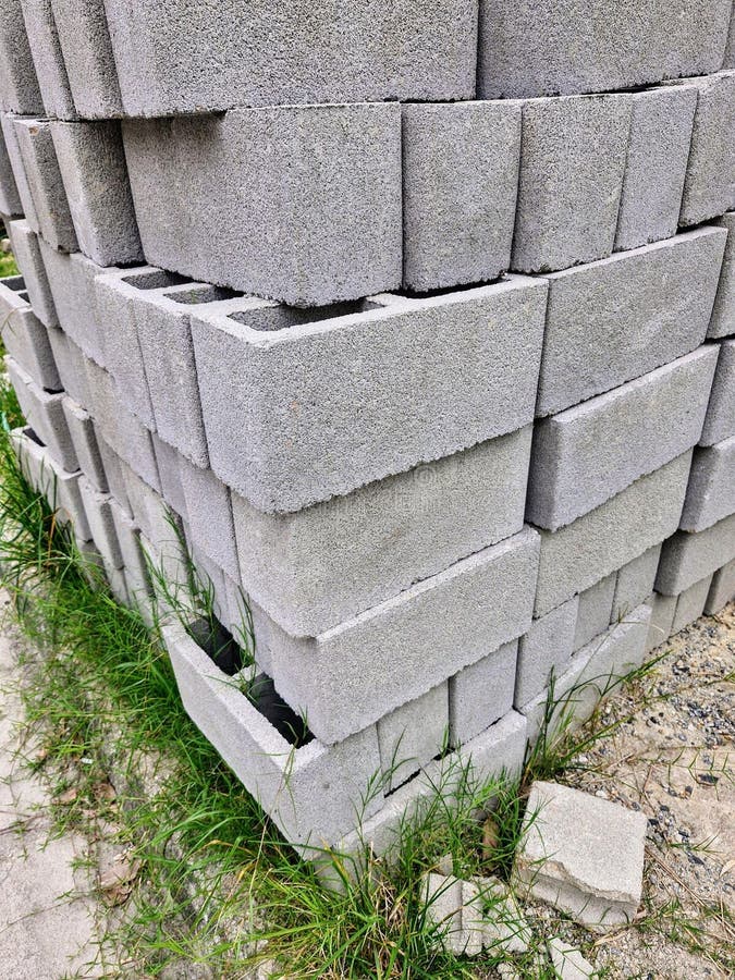 Concrete Blocks Stacked Outdoors Stock Image - Image of architecture ...