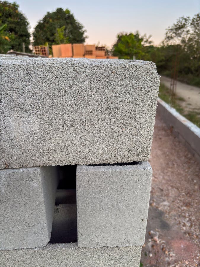 Closeup of Concrete Blocks Stacked Outdoors in Natural Light ...