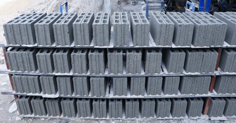 Concrete Blocks Stacking on the Floor Stock Photo - Image of industrial ...