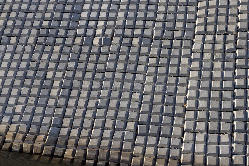 Concrete Bonded Blocks for Strengthening the River Slope Stock Image ...