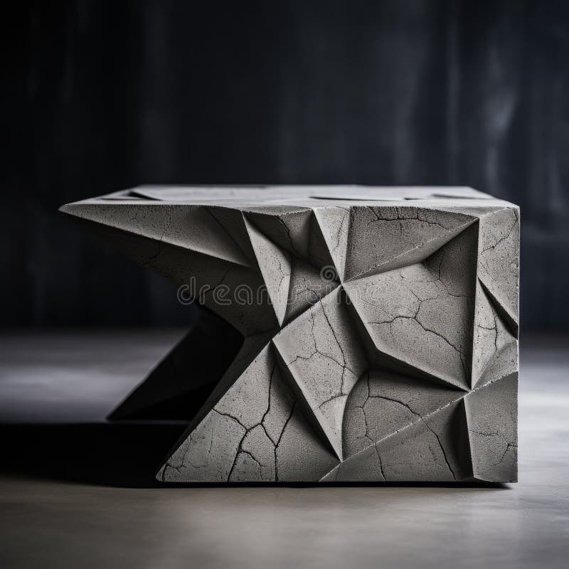 Crumbly Hrolf Concrete Design with Wooden Furniture Carving and Prism ...