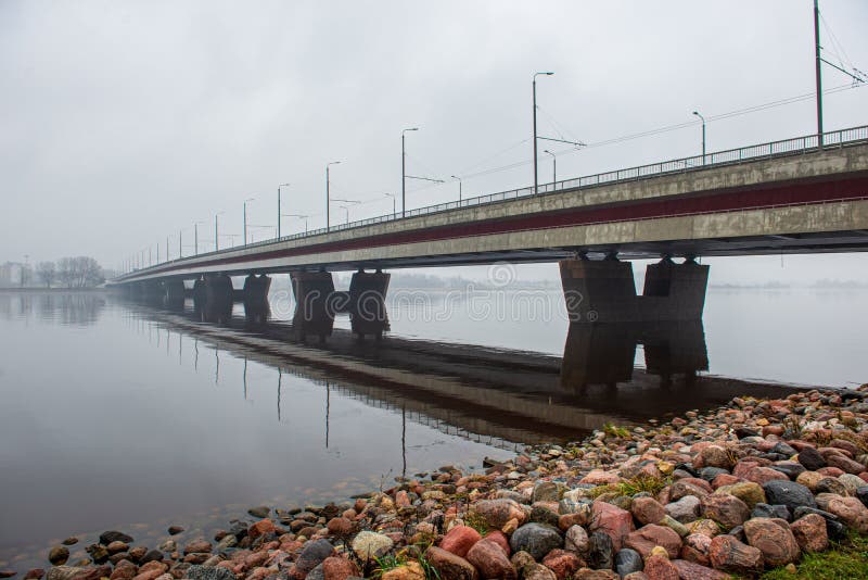 Concrete Brick Bridge Over the River Stock Image - Image of high ...
