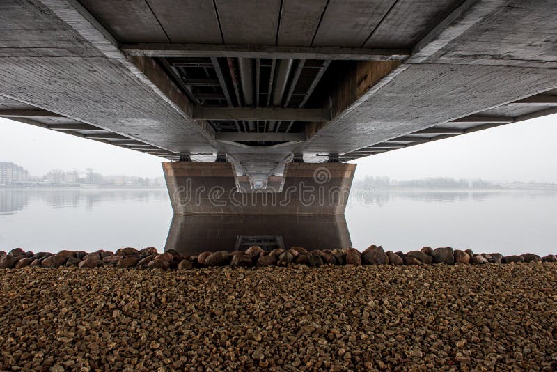 Concrete Brick Bridge Over the River Stock Image - Image of ...