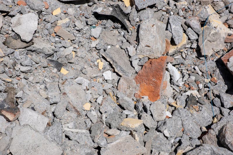 Concrete and Brick Debris on a Construction Site Stock Photo - Image of ...