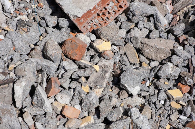 Concrete and Brick Debris on a Construction Site Stock Image - Image of ...