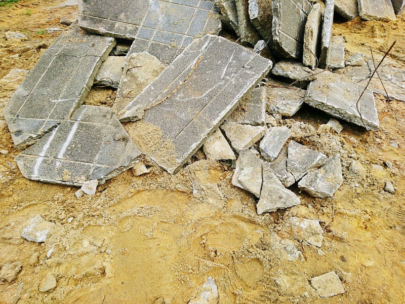Concrete and Brick Rubble Debris on Construction Site Stock Image ...