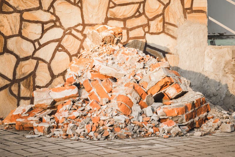 Concrete and Brick Rubble Debris on Construction Site Stock Image ...